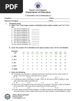 Week 6-Mathematics 5 (Matatag) - 1st Summative Test 2025-2026 | PDF ...