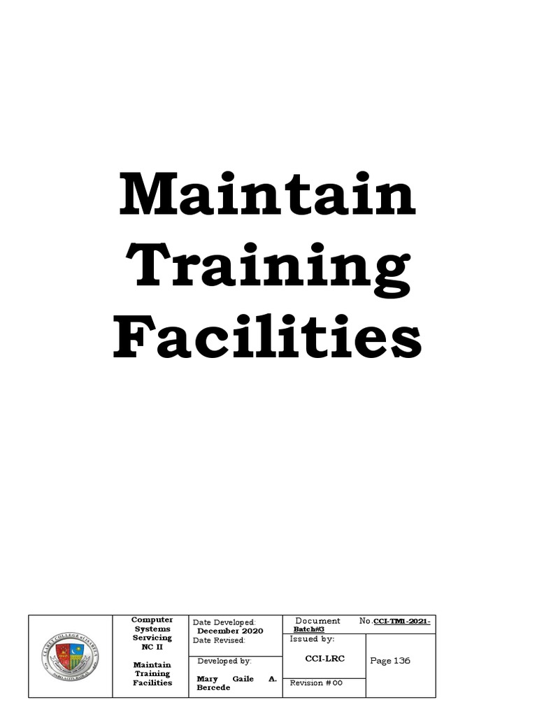 08-MAINTAIN_TRAINING_FACILITIES-NCII CSS | PDF