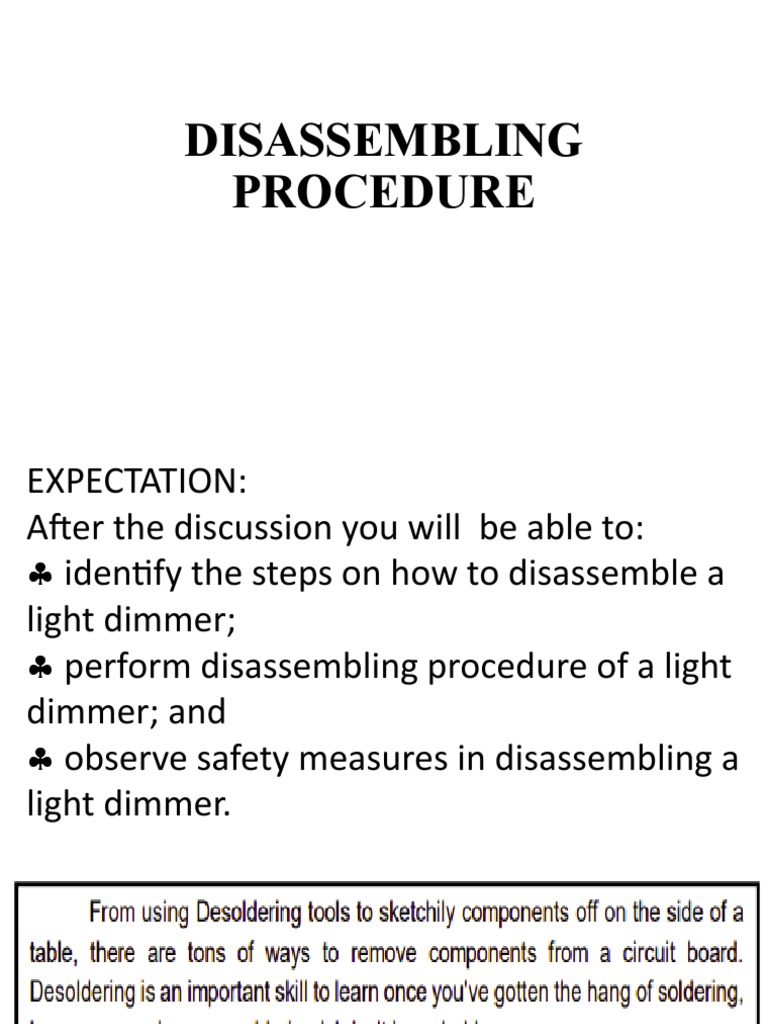 Disassembling Procedure | PDF Disassembling Procedure | PDF