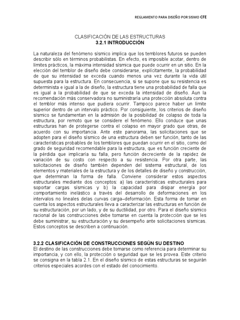 ESTRUCTURAS - Clasificacion de Las Estructuras CFE | PDF | Temblores | Fundación (Ingeniería)