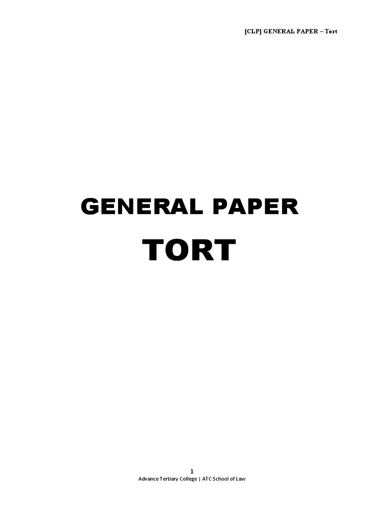 3a. ATC CLP - PYQs - General Paper (Tort) (2010-2022) | PDF