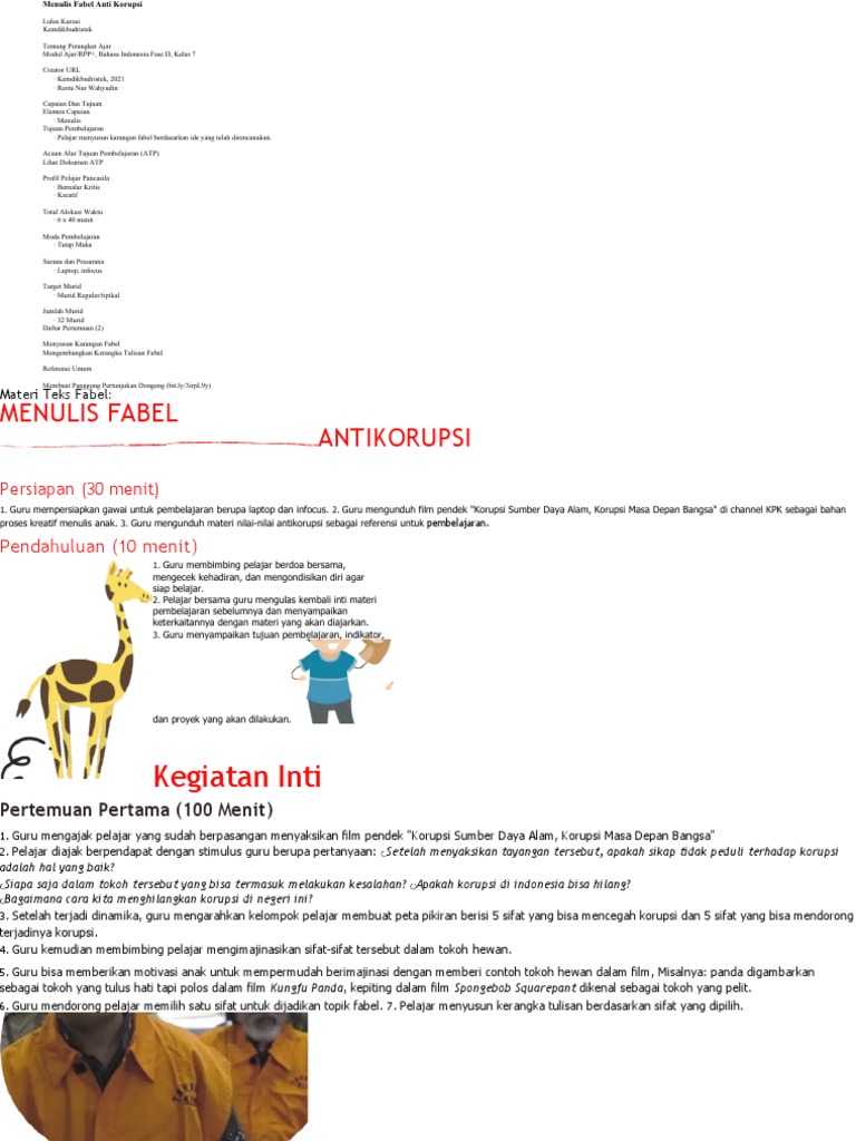 Fabel Antikorupsi untuk Kelas 7 | PDF