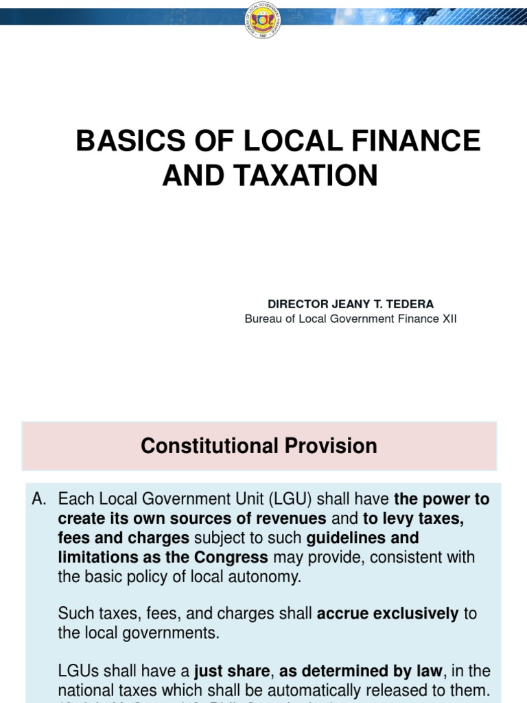 Basics of Local Finance and Taxation | PDF