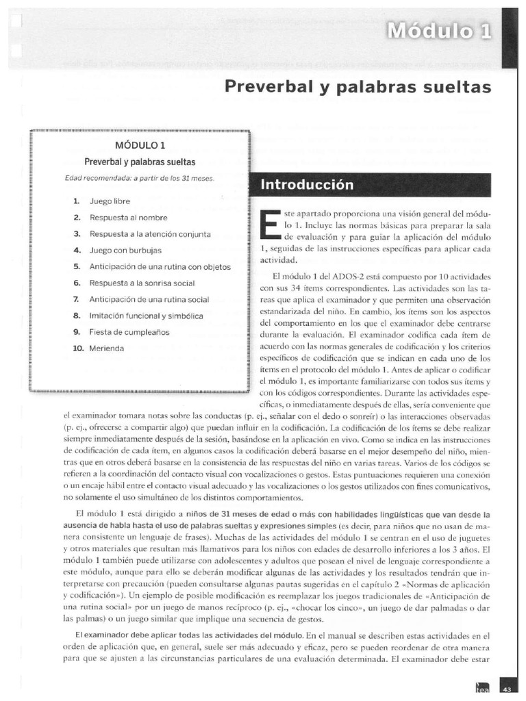 MANUAL ADOS MOD1 (1) | PDF