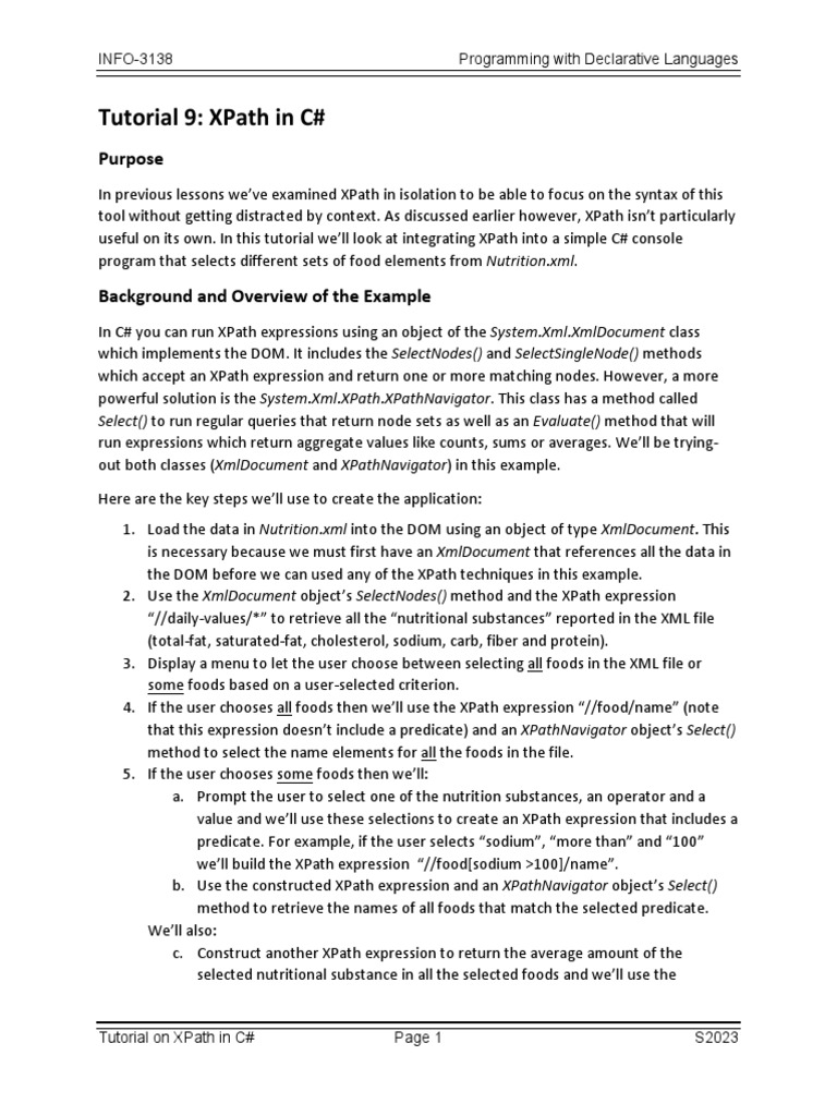 XPath Tutorial in C# | PDF | X Path | Xml