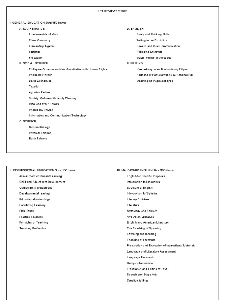Let Reviewer 2023 | PDF | English Studies | Mathematics