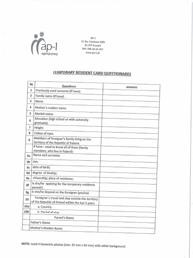 Kwestionariusz | PDF