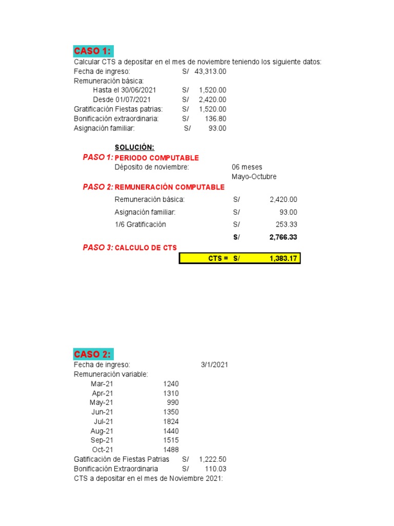 Calculo de CTS | PDF