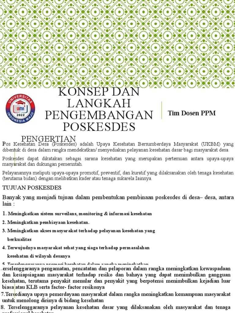 09.konsep Dan Dasar Langkah Pengembangan Poskesdes | PDF