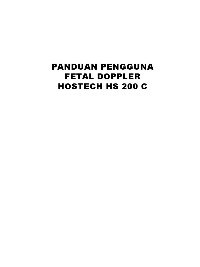 Panduan Fetal Doppler Hostech | PDF