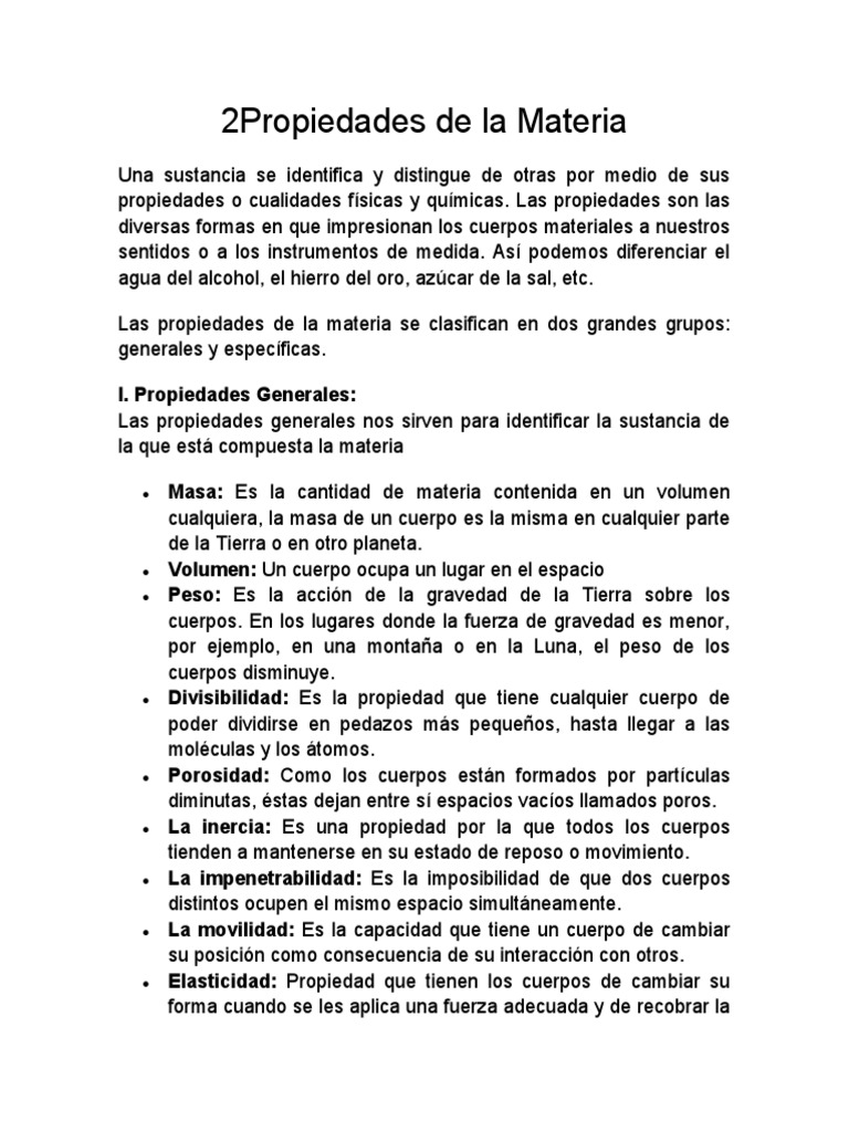 Propiedades y Clasificación de la Materia | PDF | Compuestos químicos ...