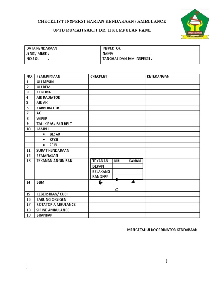 Checklist Inspeksi Harian Kendaraan | PDF