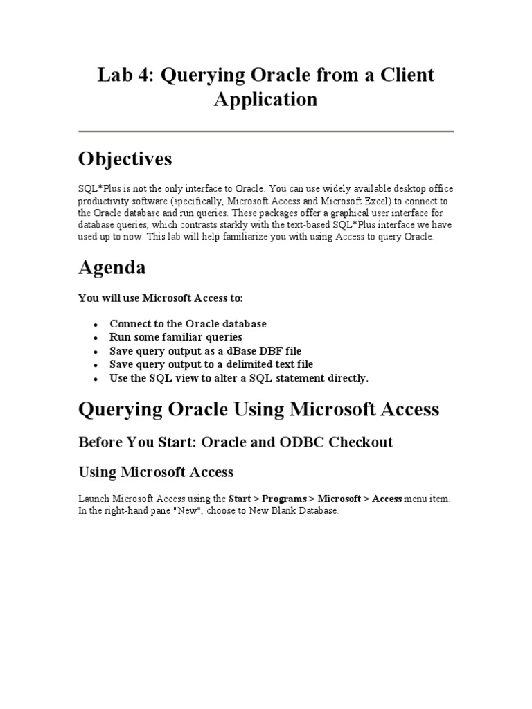 Lab 4 | PDF | Microsoft Access | Oracle Database
