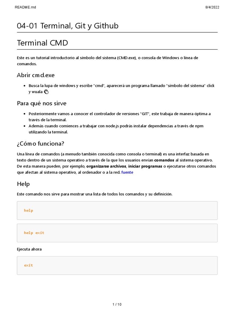 Terminal, Git y Github | PDF