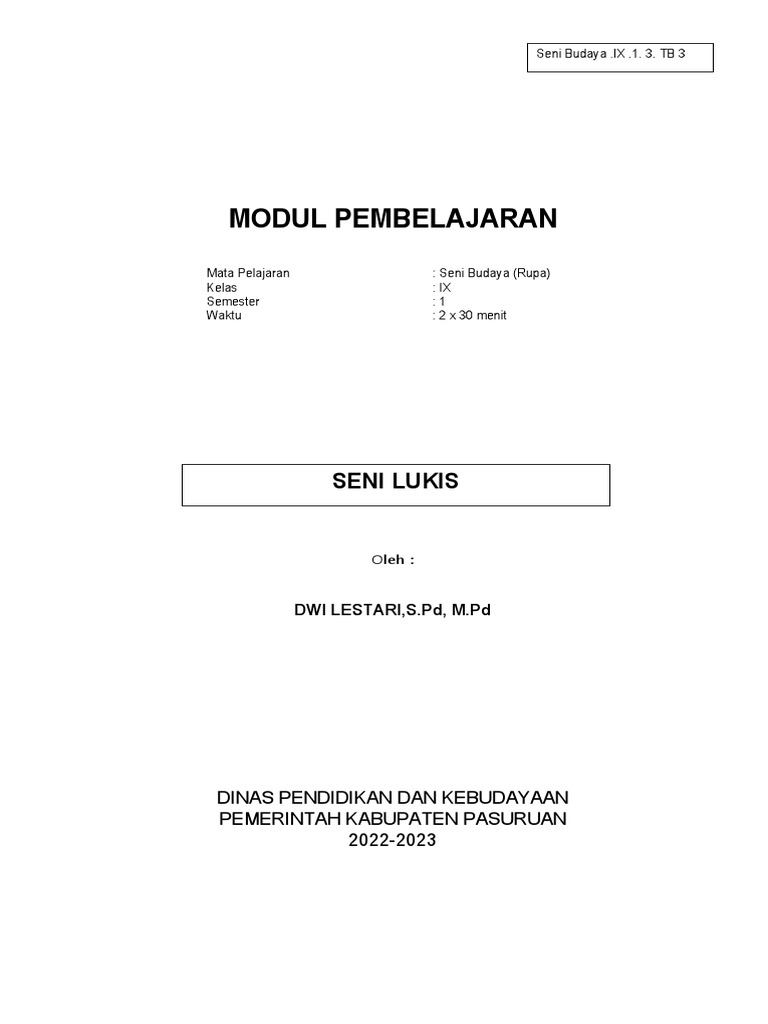 Modul 1 Seni Lukis TB 3 | PDF