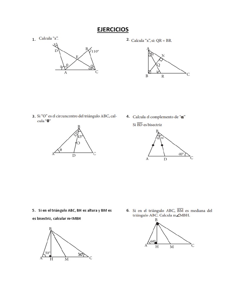 TRIÁNGULOS II Ejercicios | PDF
