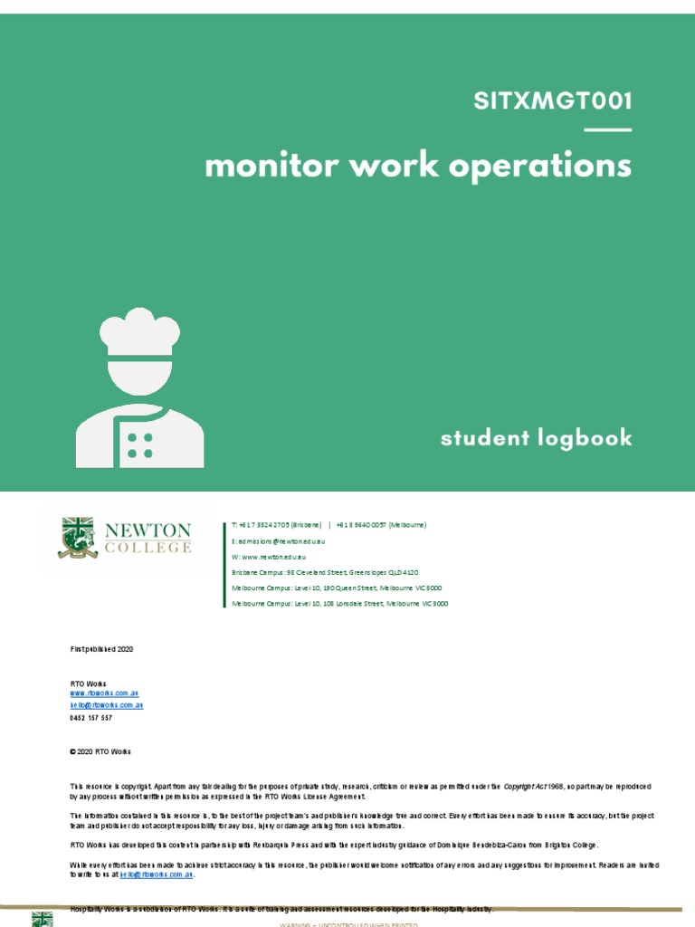 SITXMGT001 Student Logbook | PDF | Sustainability | Innovation