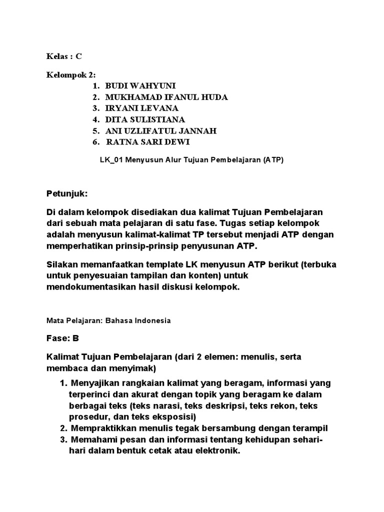 LK - 01 Menyusun Atp - Dita Sulistiana, S.pd. | PDF