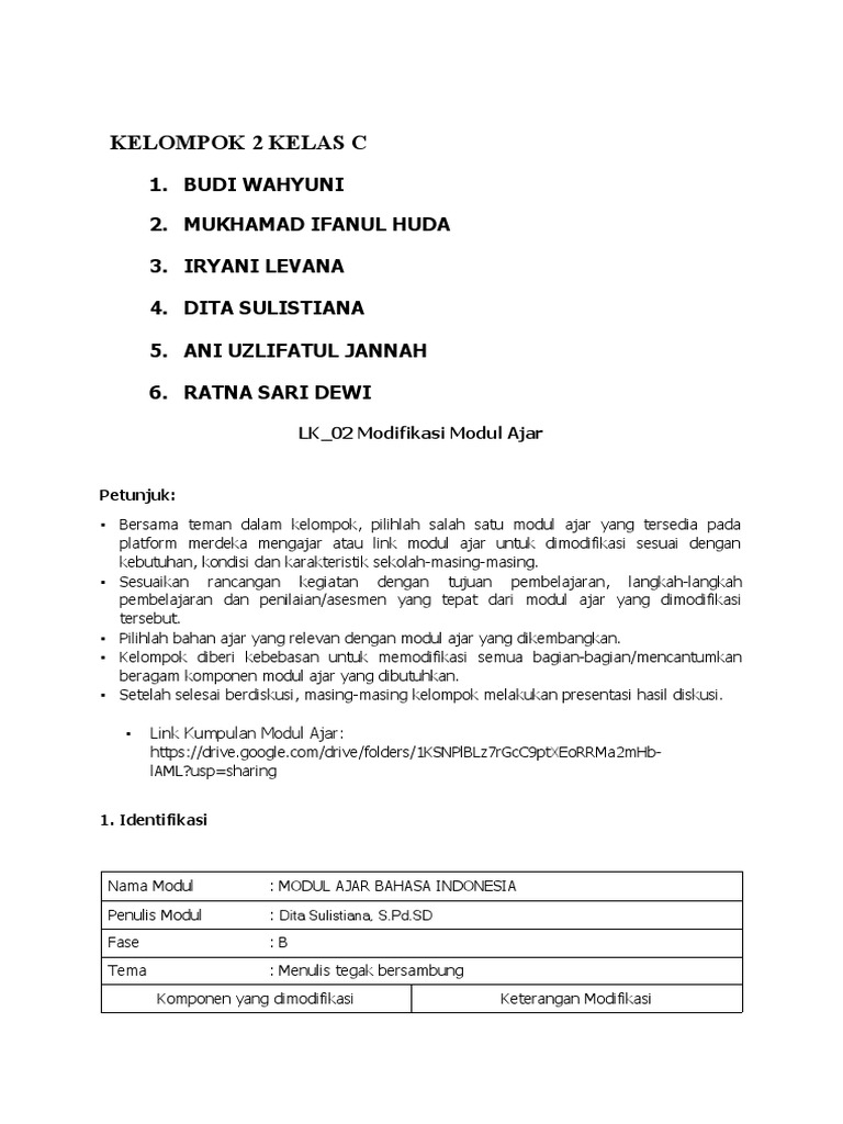 LK - 02 Modifikasi Modul Ajar - DITA SULISTIANA, S.PD - SD | PDF
