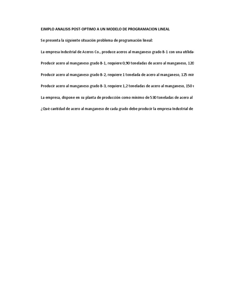 Ejemplo Analisis Post-Optimo - Tarea 2 Ejemplo | PDF