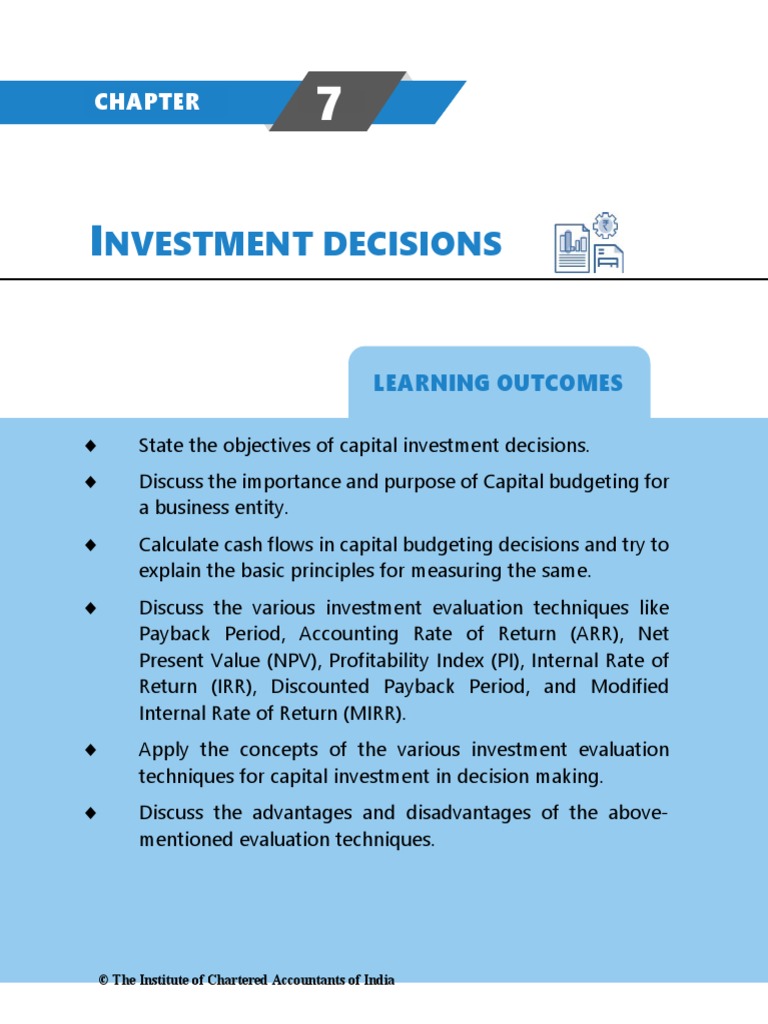Chapter 7 Investment Decisions | PDF
