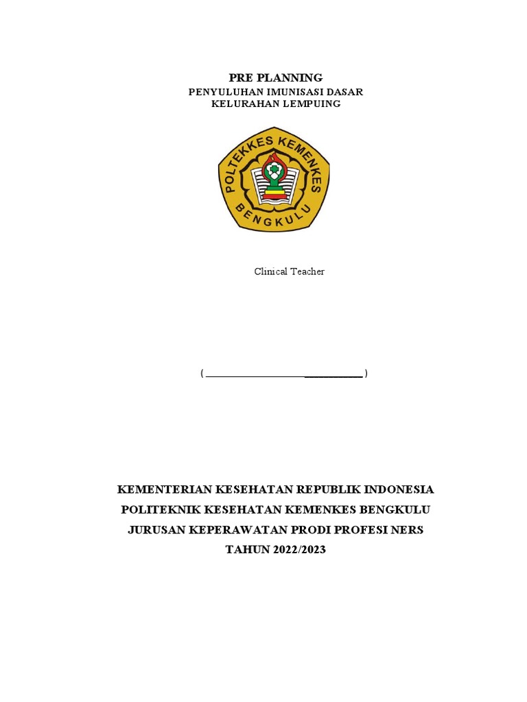 Pre Planning Imunisasi-Pj | PDF
