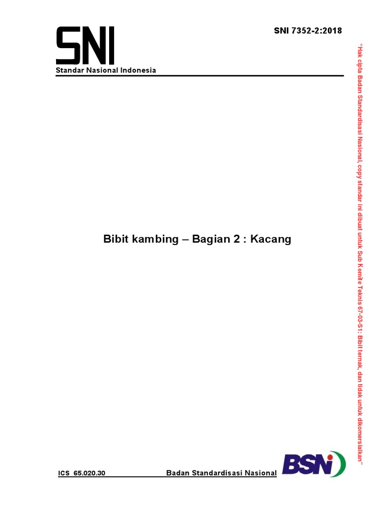 SNI 7352-2-2018 Kambing Kacang | PDF