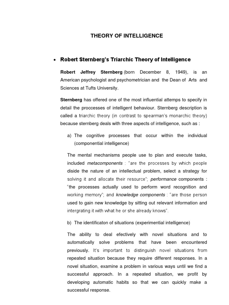 Robert Sternberg's Triarchic Theory of Intelligence: A Comprehensive ...