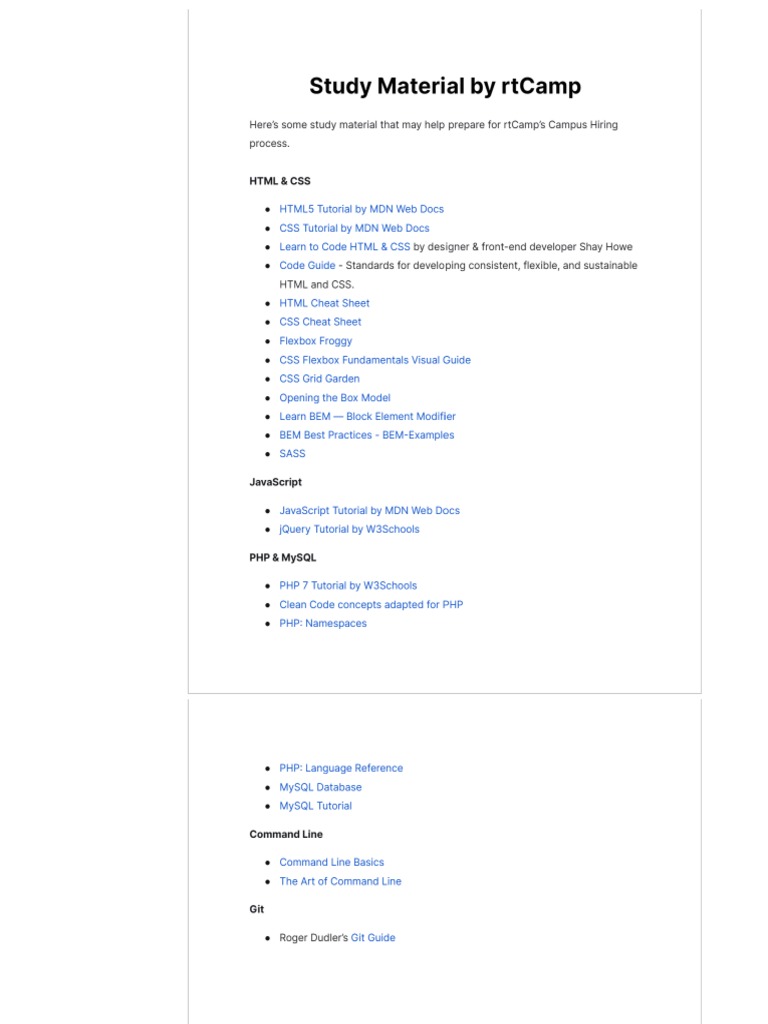 (Rtcamp) Study Material | PDF