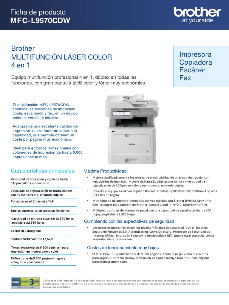 Ficha-tecnica-de-la-impresora-Brother-MFC-L9570CDW | PDF