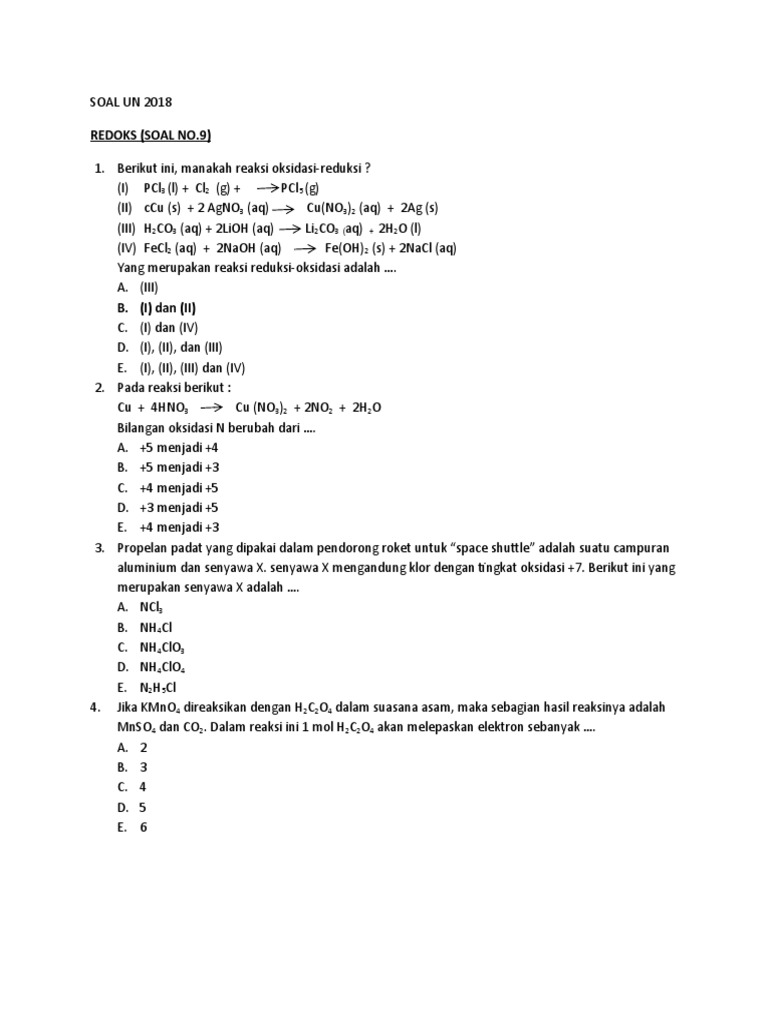 6 - Soal Un Redoks | PDF