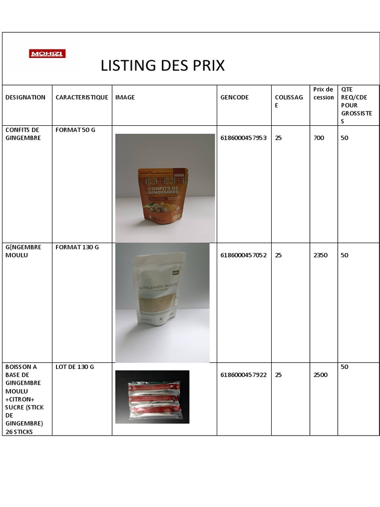 Listing Des Prix.2023 (1) - Copie | PDF
