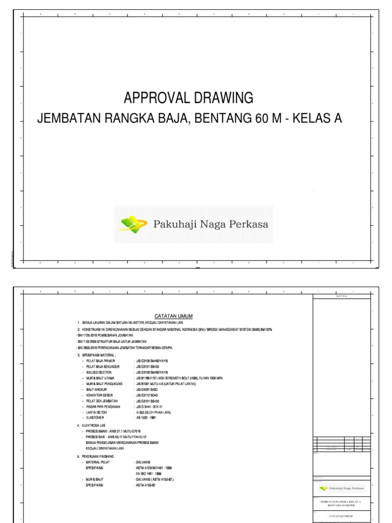 APPROVAL DRAWING JEMBATAN RANGKA A60 M - R1 | PDF