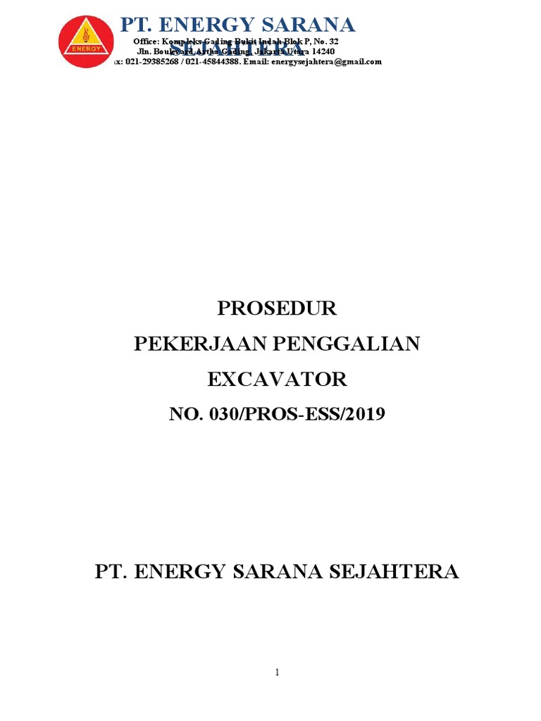 Prosedur Penggalian Excavator PT ESS | PDF