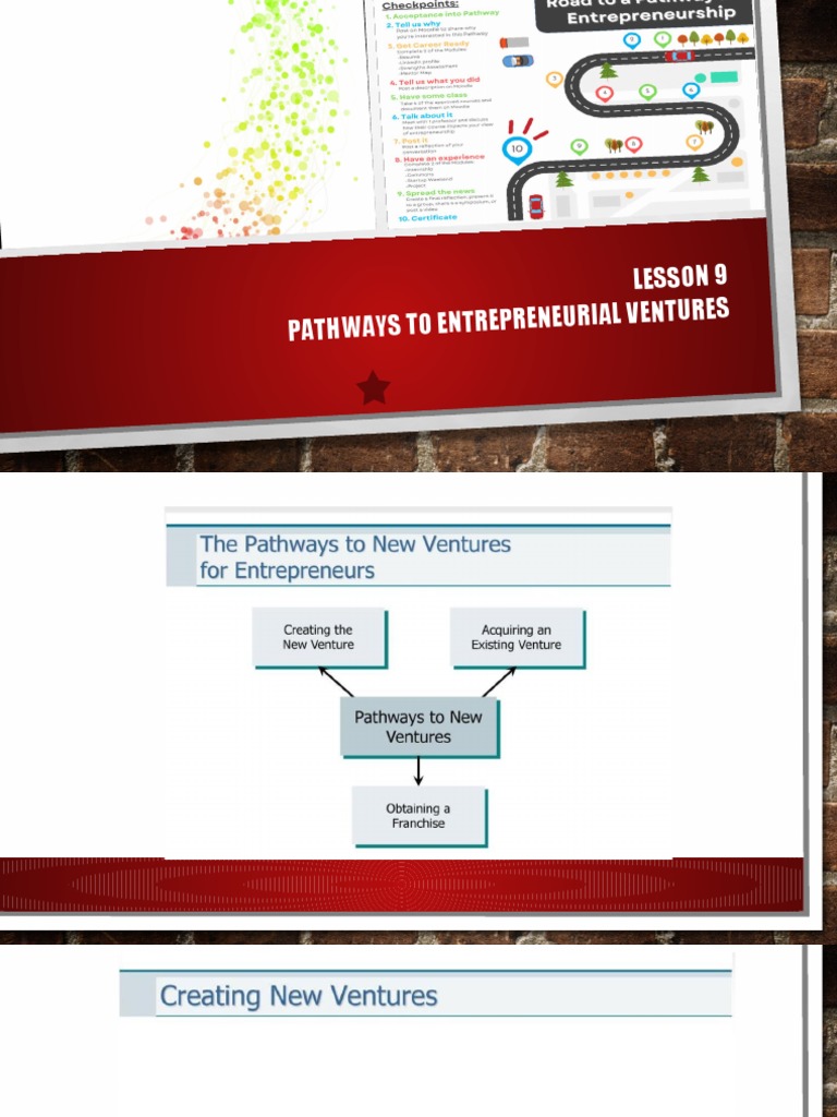 LESSON 9 - Pathways To Entrepreneurial Ventures | PDF