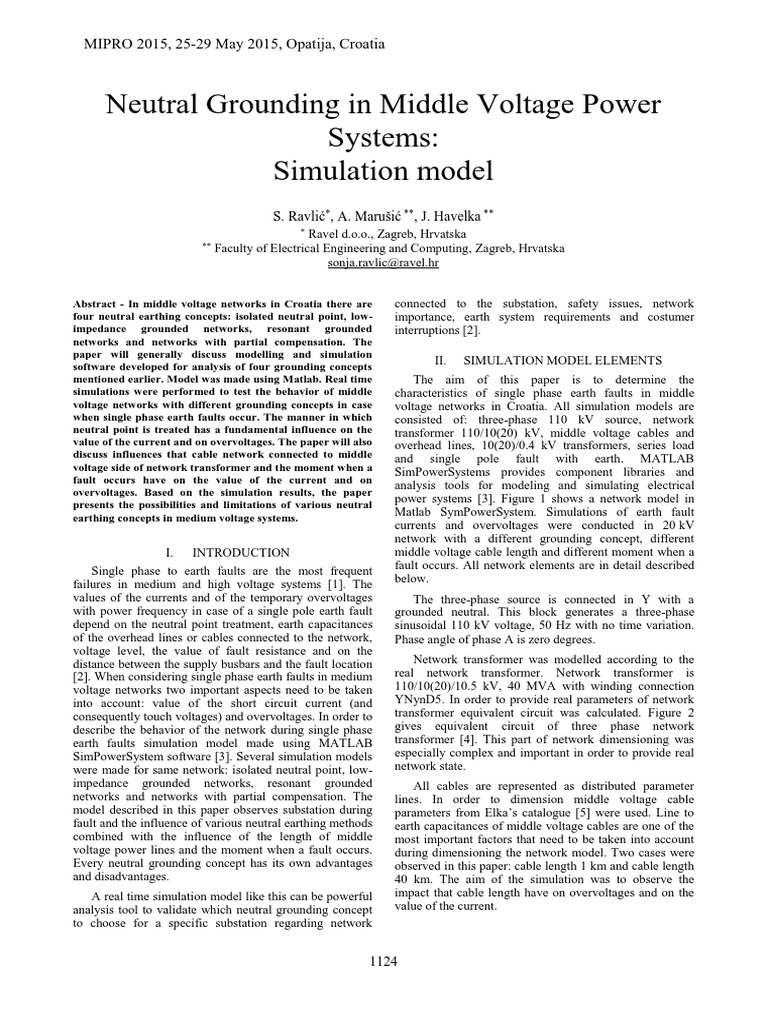 Medium Voltage Neutral Grounding Simulation | PDF