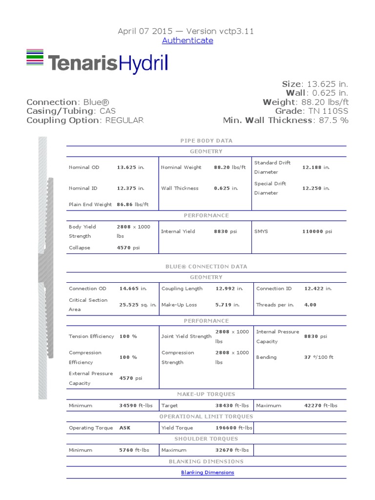 13.625in 88.2ppf TN110SS - TSH Blue | PDF