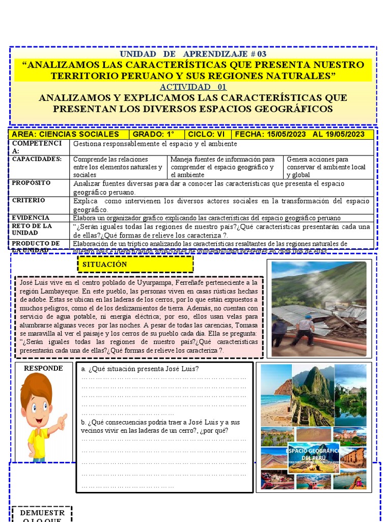 CCSS 1° Unidad 3 Ses. 1 | PDF