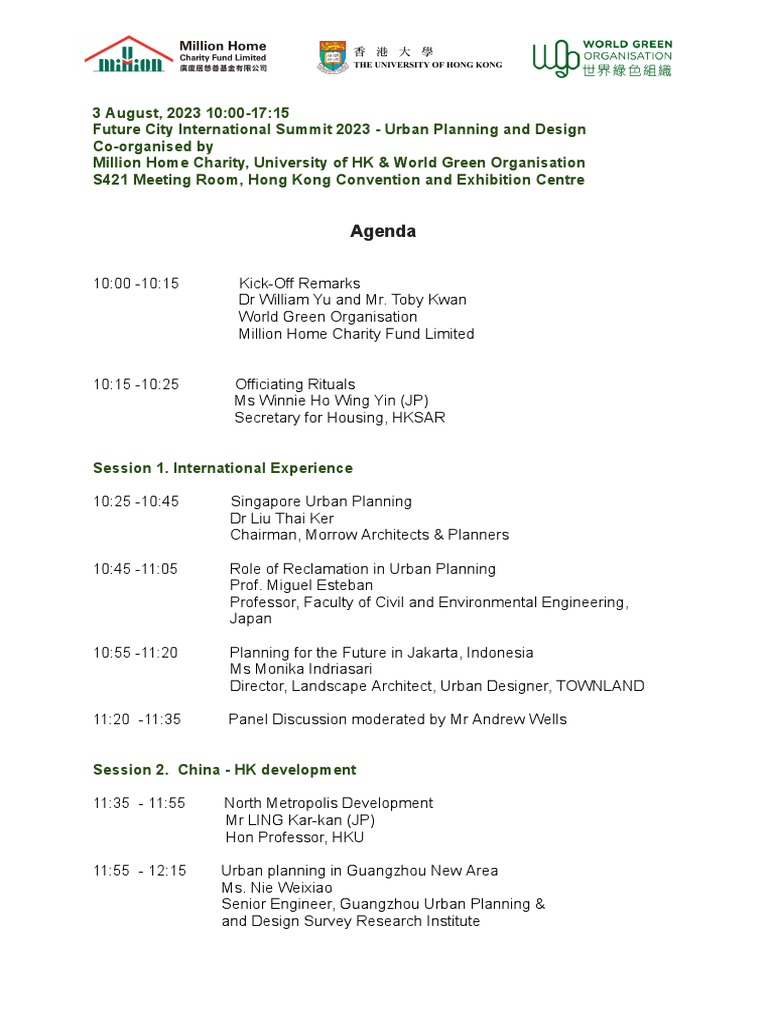 Future City Summit 2023 Agenda | PDF | Art | Science & Mathematics