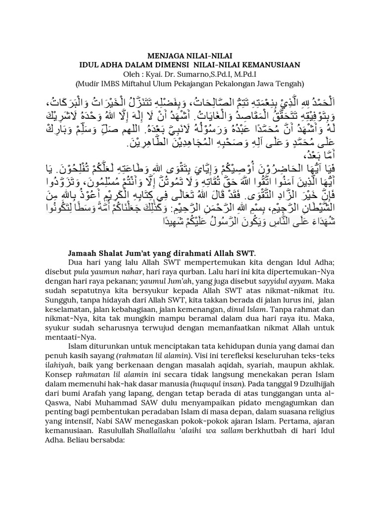 Khutbah Jumat Pasca Idul Adha Pdf