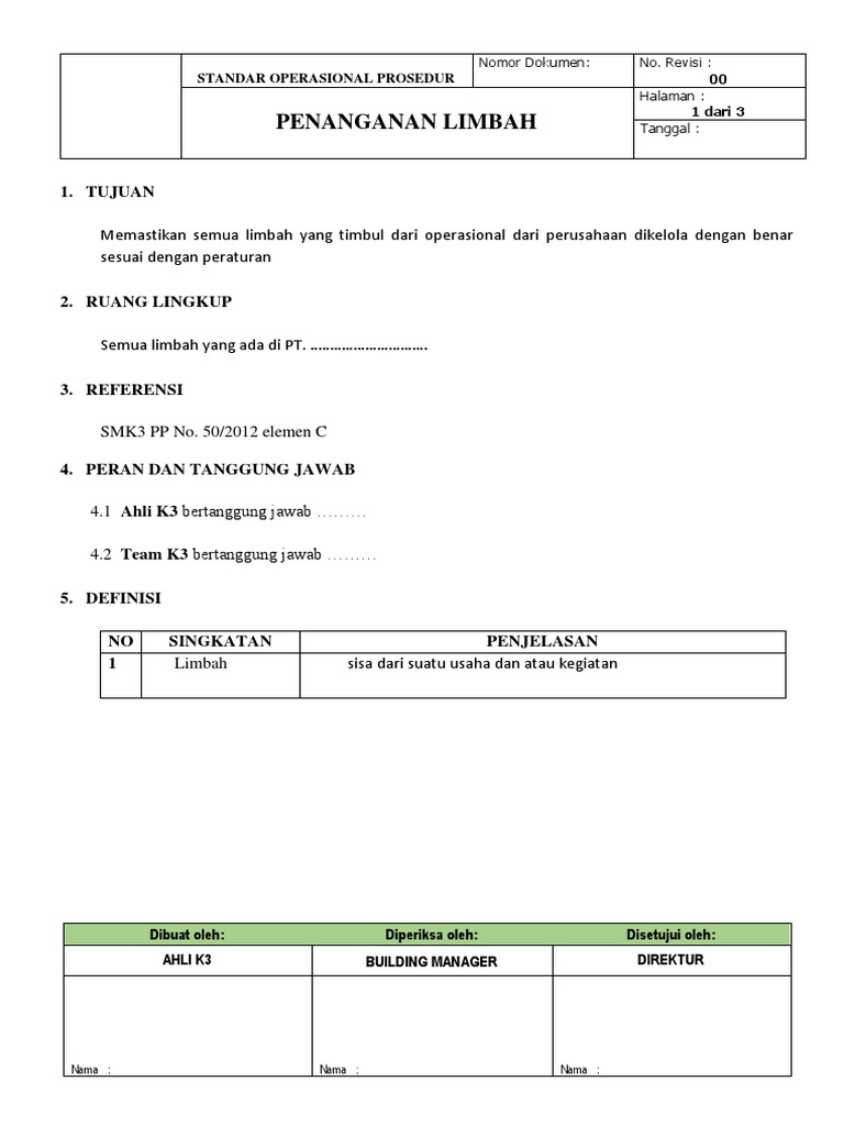 SOP Penanganan Limbah | PDF