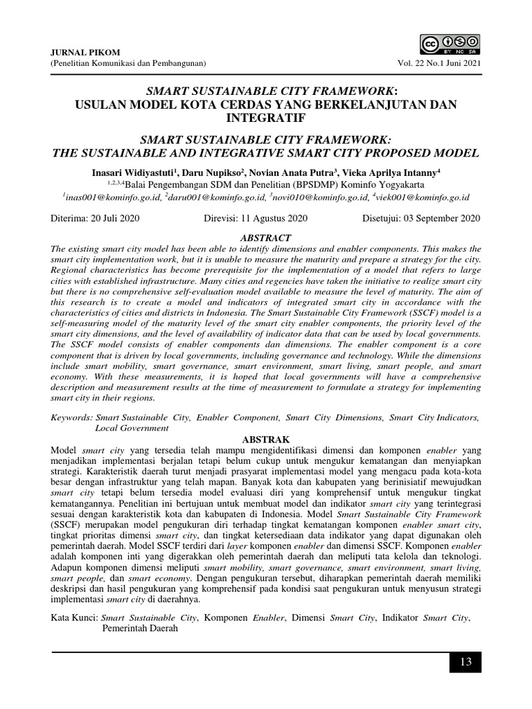 Smart Sustainable City Framework Usulan Model Kota | PDF