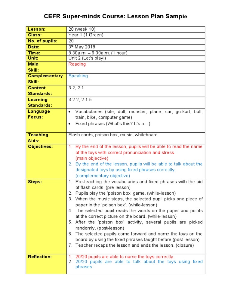 CEFR Lesson Plan Sample | PDF CEFR Lesson Plan Sample | PDF