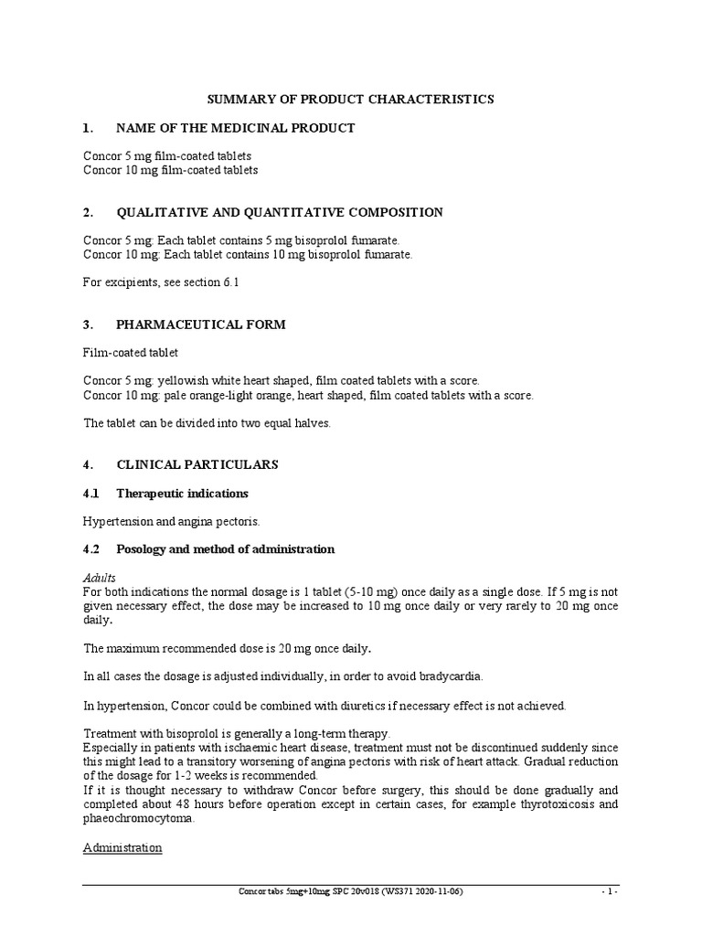 Concor Tablets: Usage & Precautions | PDF | Self-Improvement | Wellness