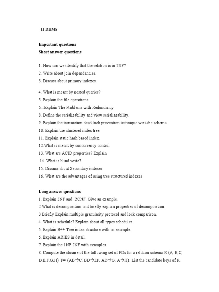 Dbms Imp Questions | PDF