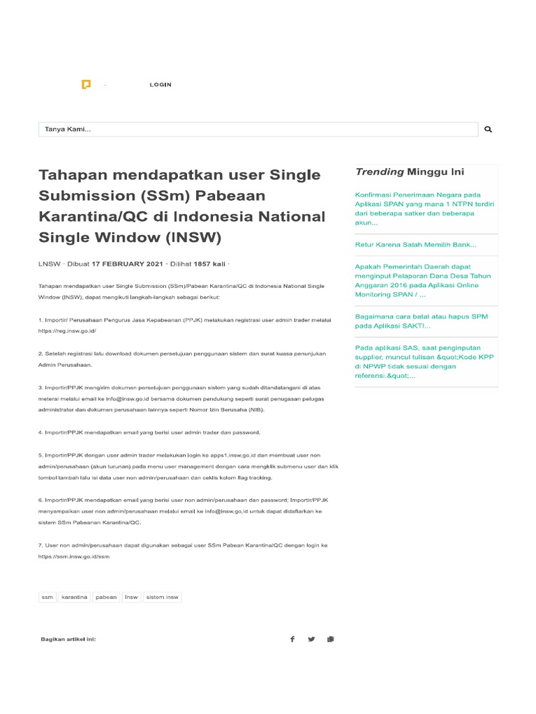 Cara Daftar SSM Karantina | PDF