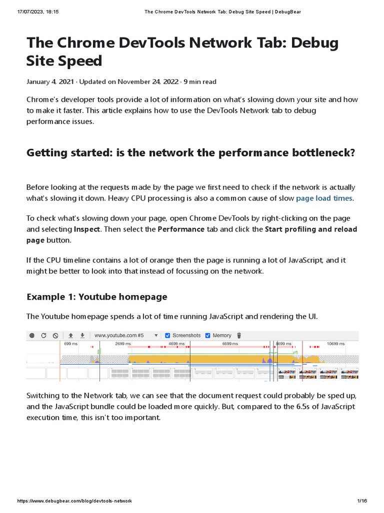 The Chrome DevTools Network Tab - Debug Site Speed - DebugBear | PDF ...