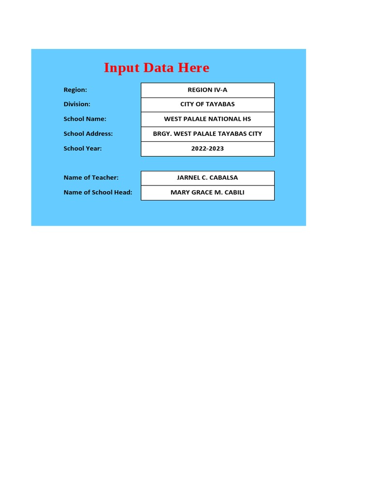Mean Percentage Score Template | PDF