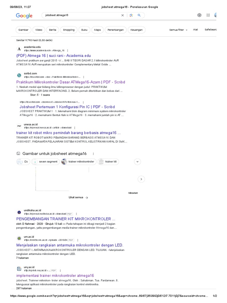 Jobsheet Atmega16 - Penelusuran Google | PDF