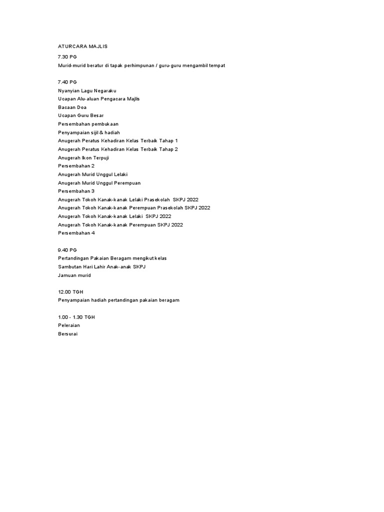 Aturcara Majlis Word | PDF